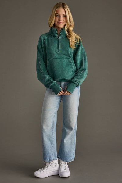 Ryleigh Dark Green Quarter Zip Sweatshirt – Humble Roots Boutique